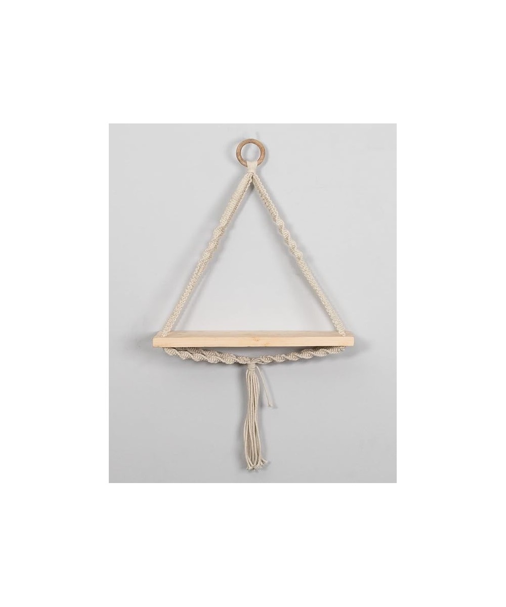 Macrame Wall Hanging Wood Floating Storage Shelf